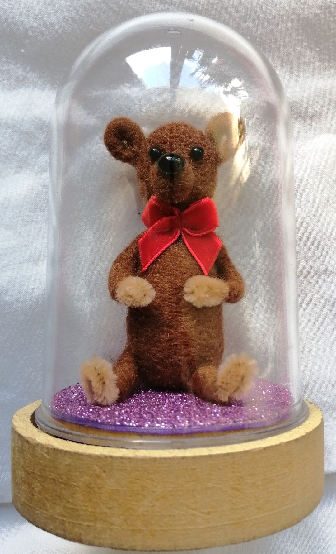 Hand Made Needle Felt Teddy Bear in Acrylic Dome Child Friendly - Etsy