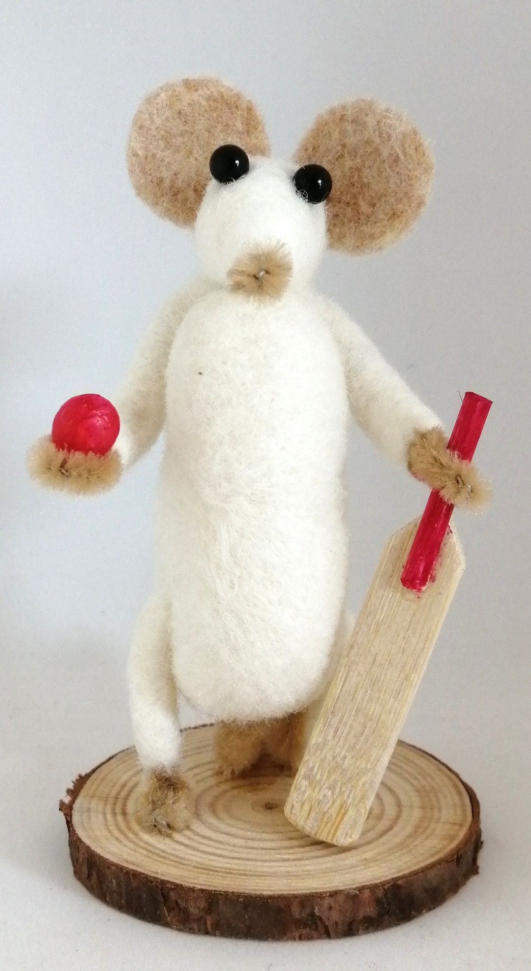 Hand Made Needle Felt Character Mice Mouse With Cricket Bat - Etsy UK