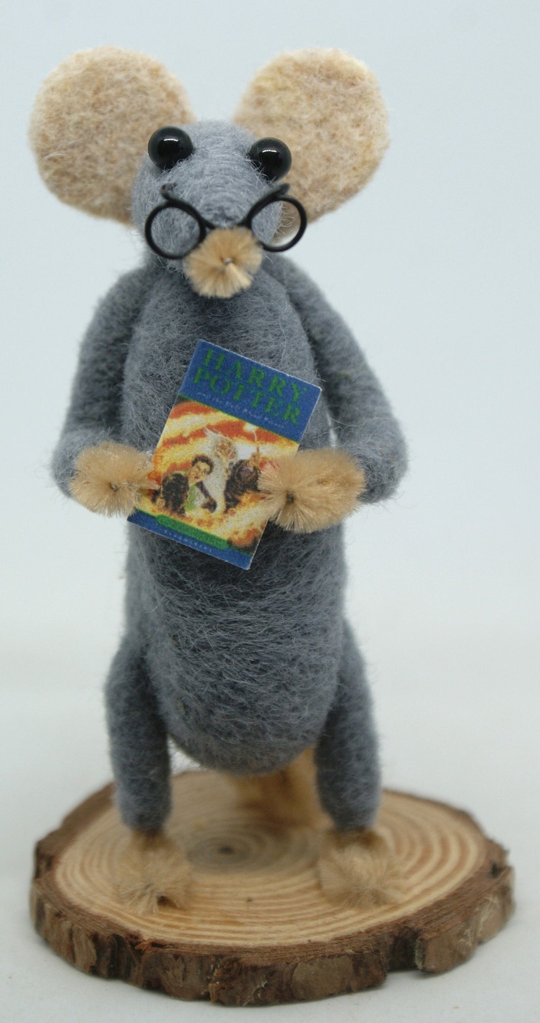 Hand Made Needle Felt Character Mice - Mouse With Harry Potter Book ...