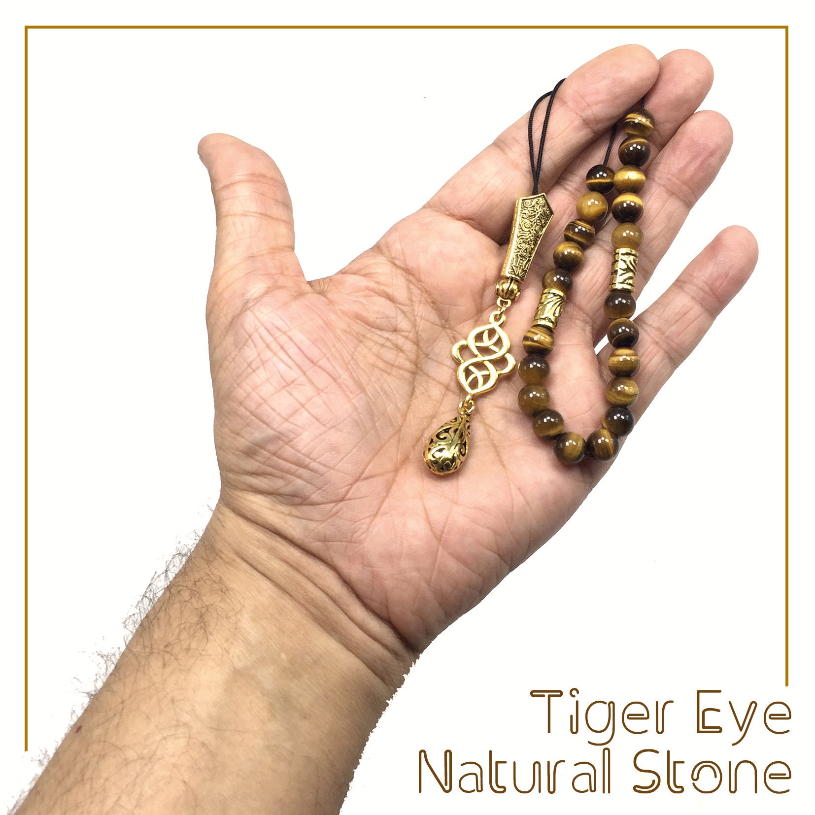Tiger Eye Stone Greek KOMBOLOI, Rosary, Worry Beads, Anxiety Beads ...