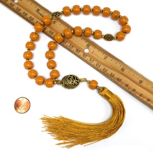 ALBATROSART - Orange Resin POCKET Mala Prayer Beads Mala Beads Tibetan ...