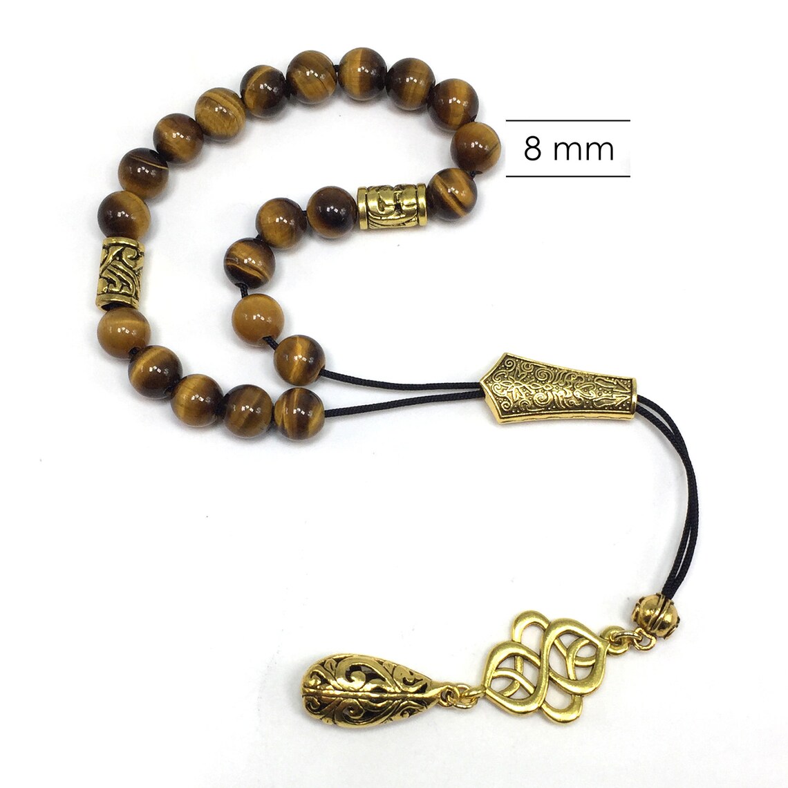 Tiger Eye Stone Greek KOMBOLOI, Rosary, Worry Beads, Anxiety Beads ...