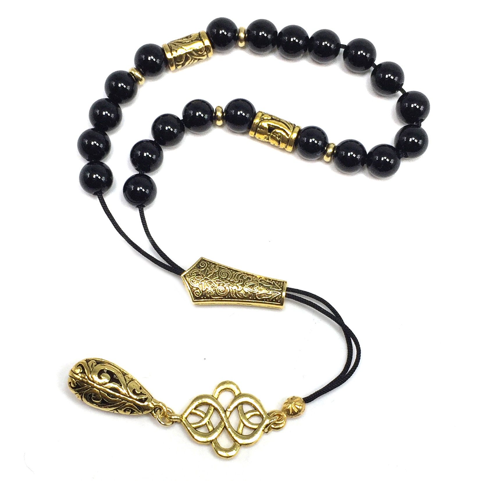 Black Onyx Stone Greek KOMBOLOI, Rosary, Worry Beads, Anxiety Beads ...
