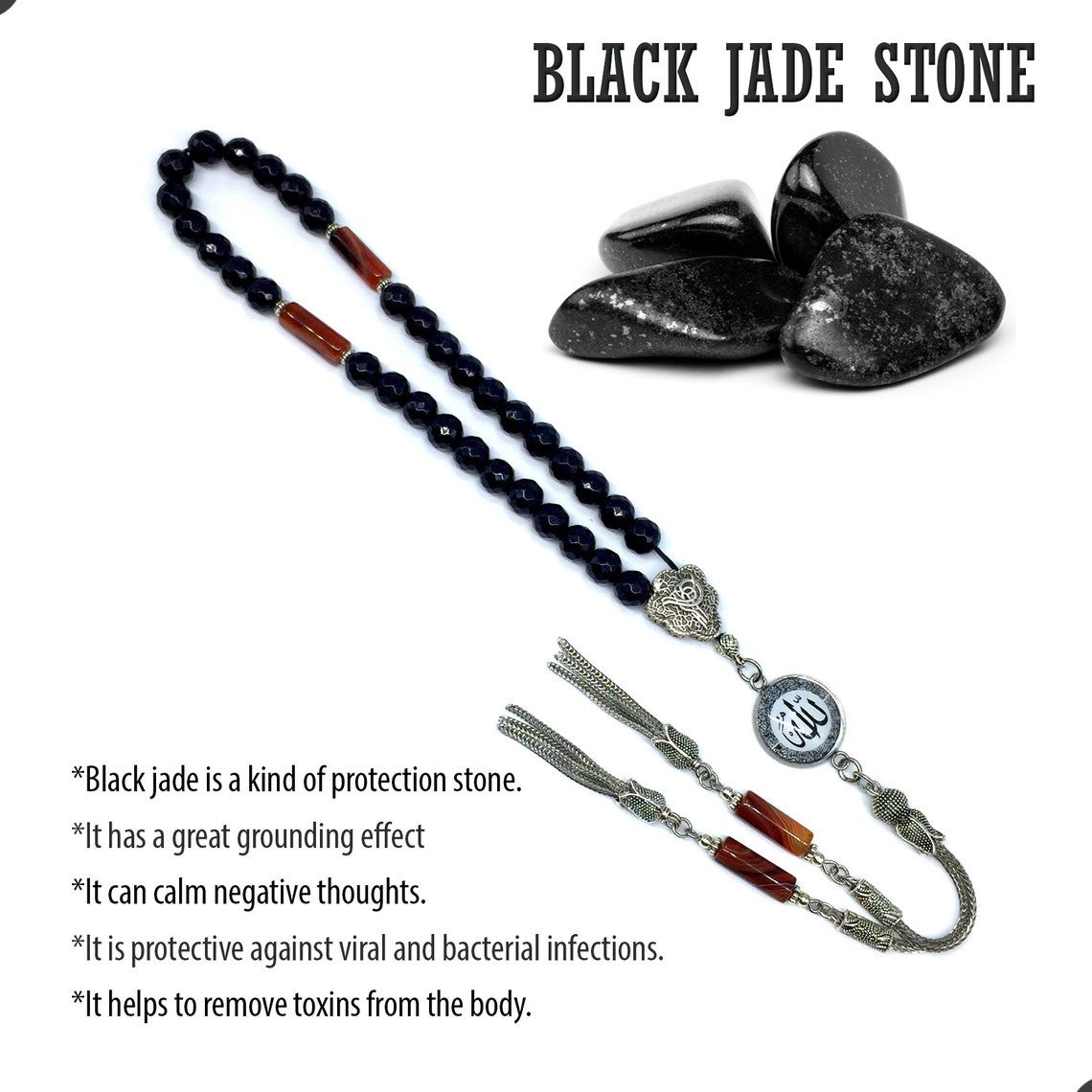 Faceted Black Jade Stone Muslim Prayer Beads Worry Beads - Etsy