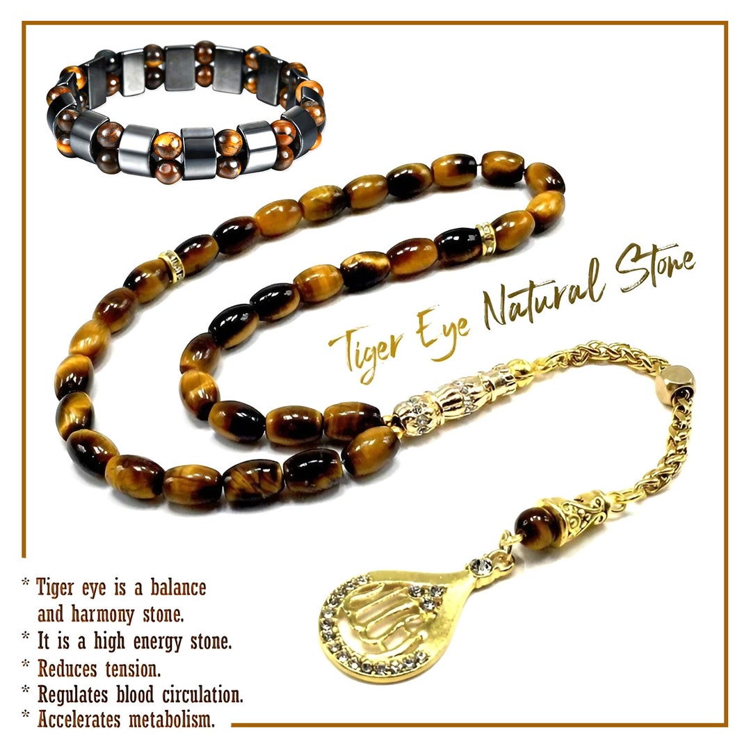 Tiger Eye Prayer Beads and Bracelet, Worry Beads, Tesbih, Muslim Tasbih ...