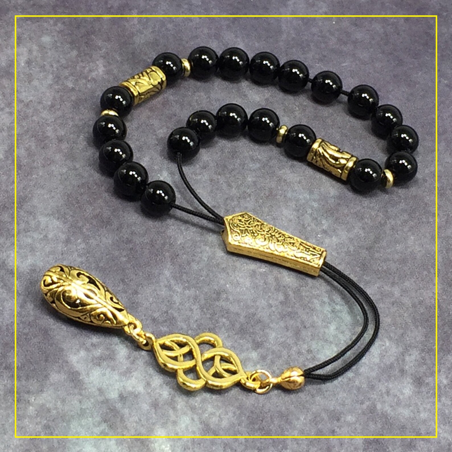 Black Onyx Stone Greek KOMBOLOI, Rosary, Worry Beads, Anxiety Beads ...