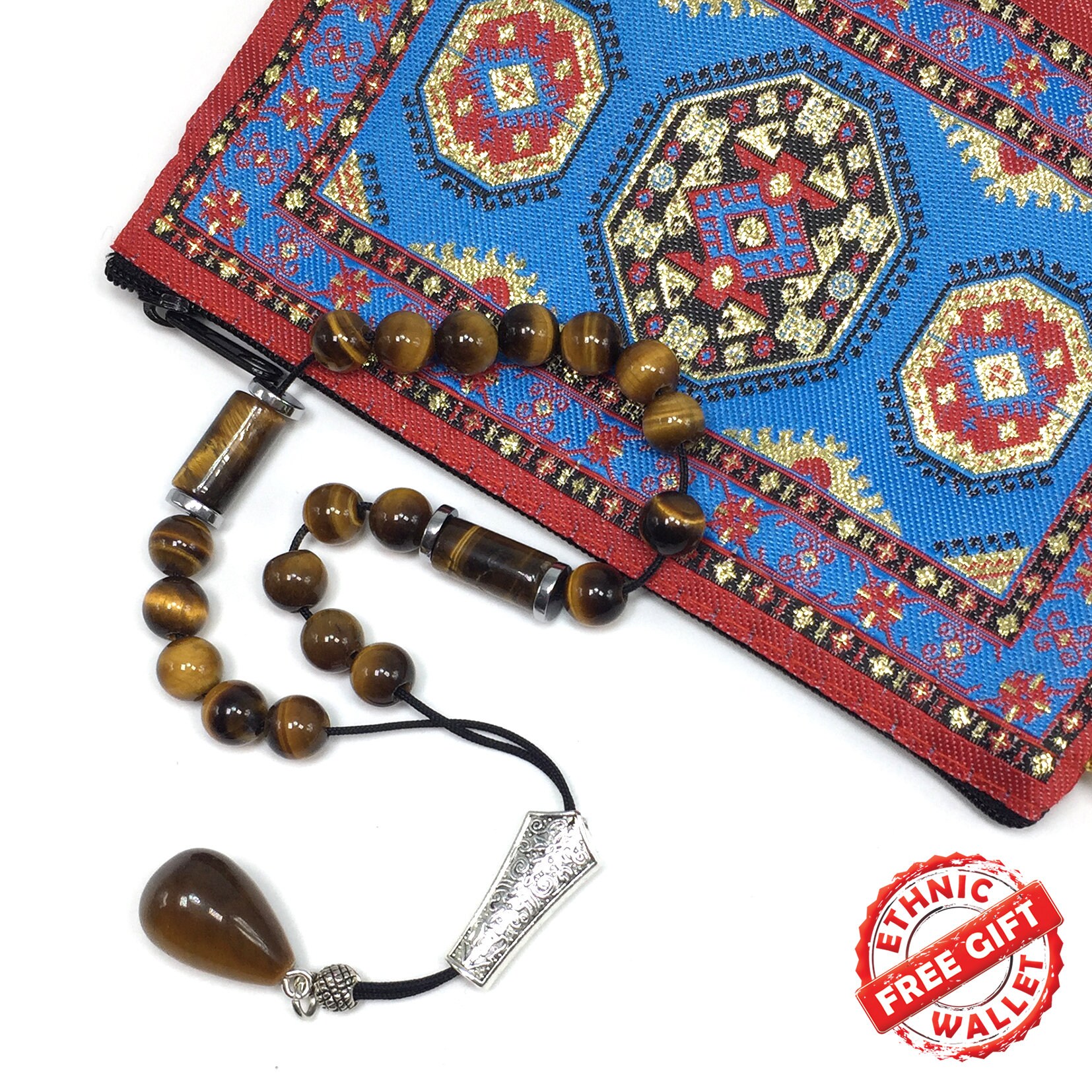 Tiger Eye Stone Greek KOMBOLOI, Rosary, Worry Beads, Anxiety Beads ...