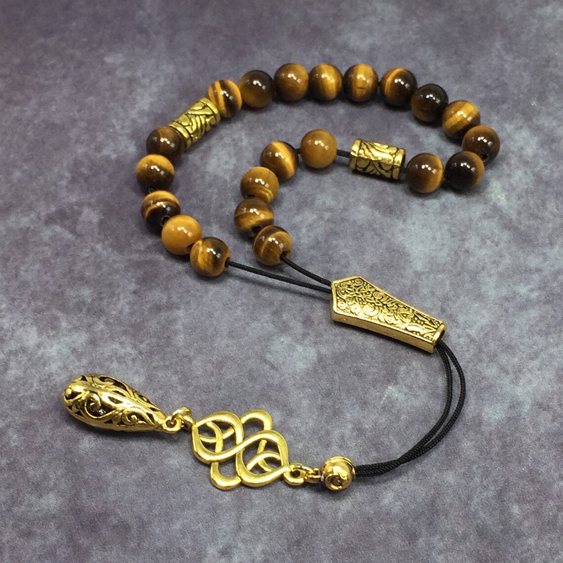 Tiger Eye Stone Greek KOMBOLOI, Rosary, Worry Beads, Anxiety Beads ...