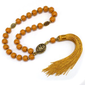 ALBATROSART - Orange Resin POCKET Mala Prayer Beads Mala Beads Tibetan ...