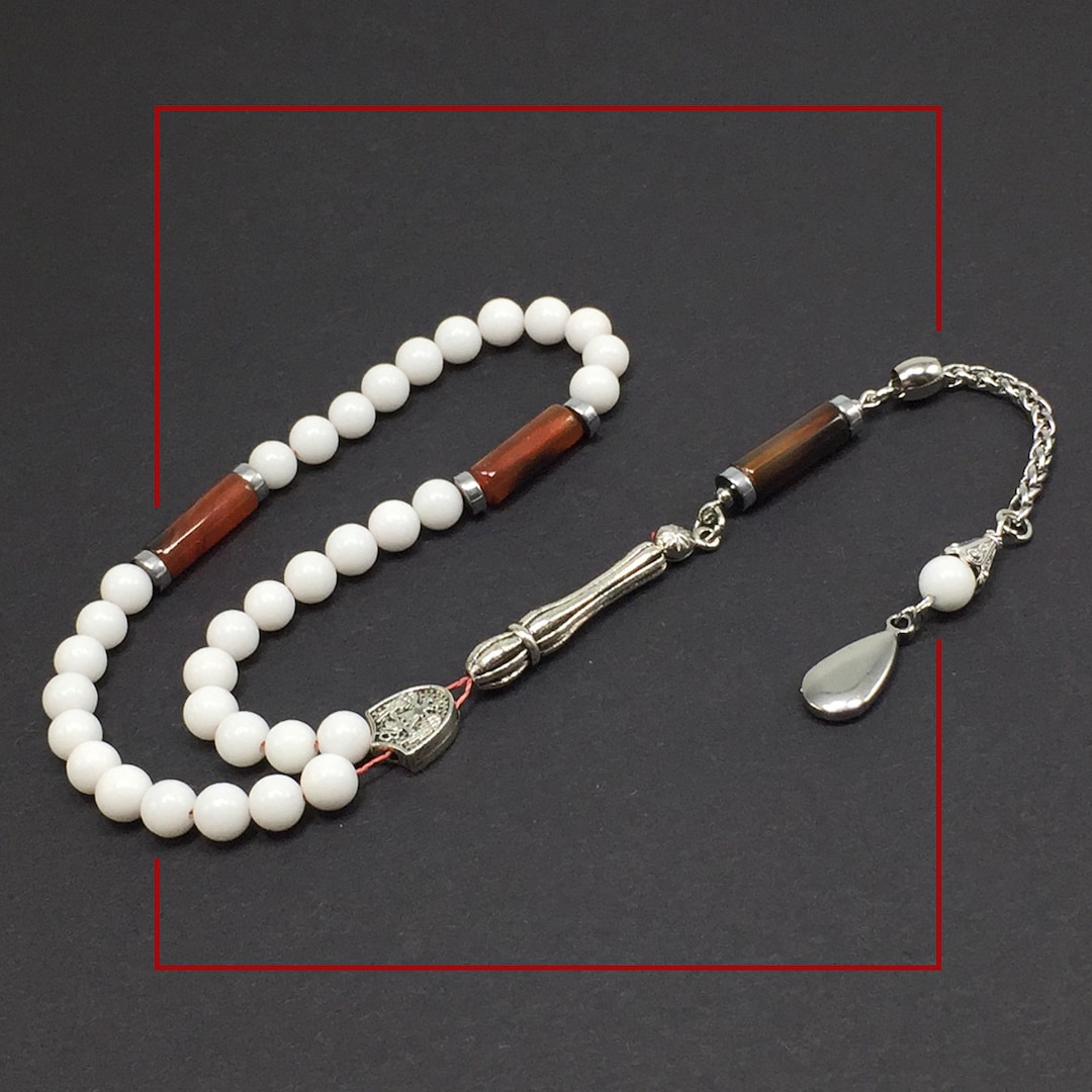 White Porcelain Small Muslim Tesbih, Tasbih, Tasbeeh, Misbaha, Worry ...