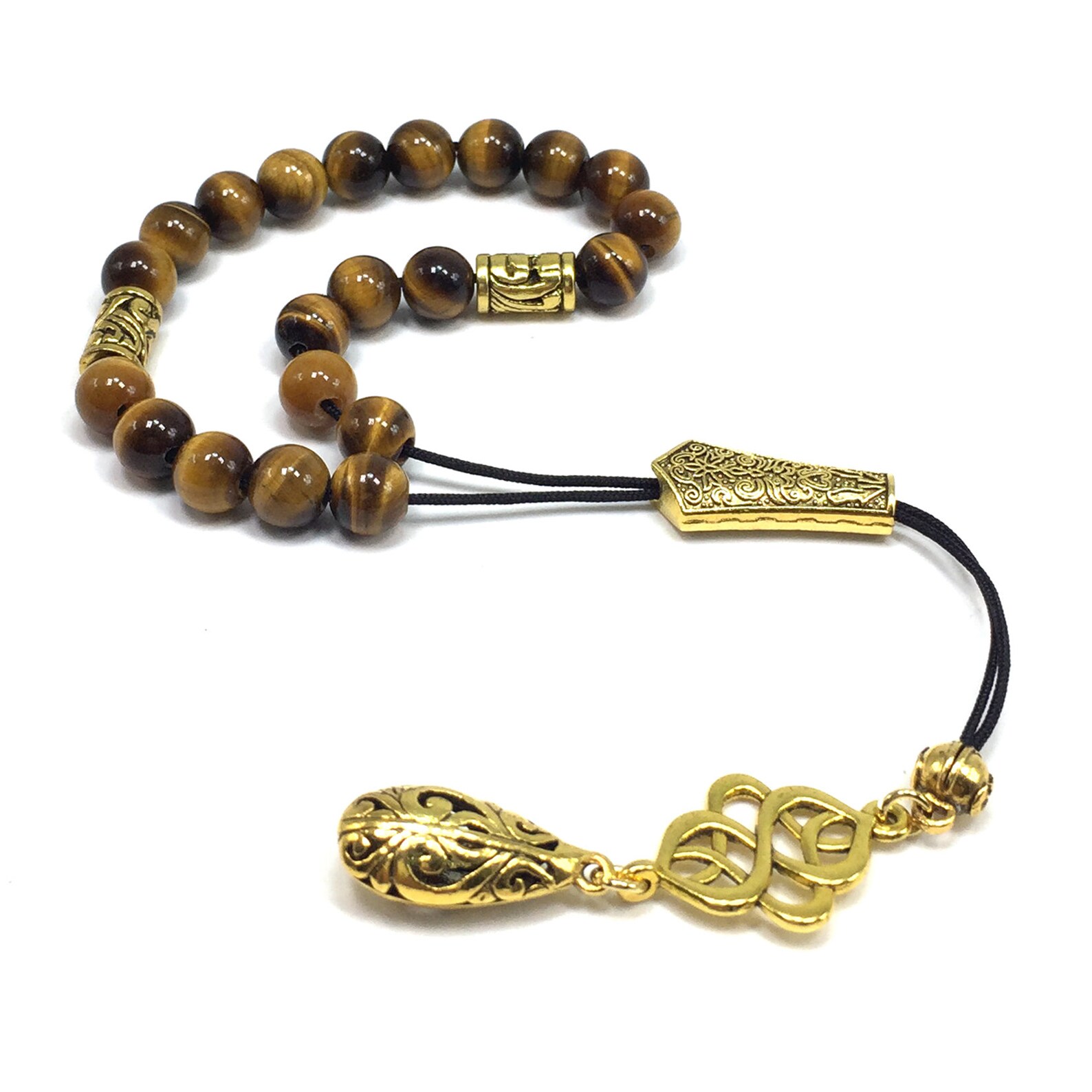 Tiger Eye Stone Greek KOMBOLOI, Rosary, Worry Beads, Anxiety Beads ...