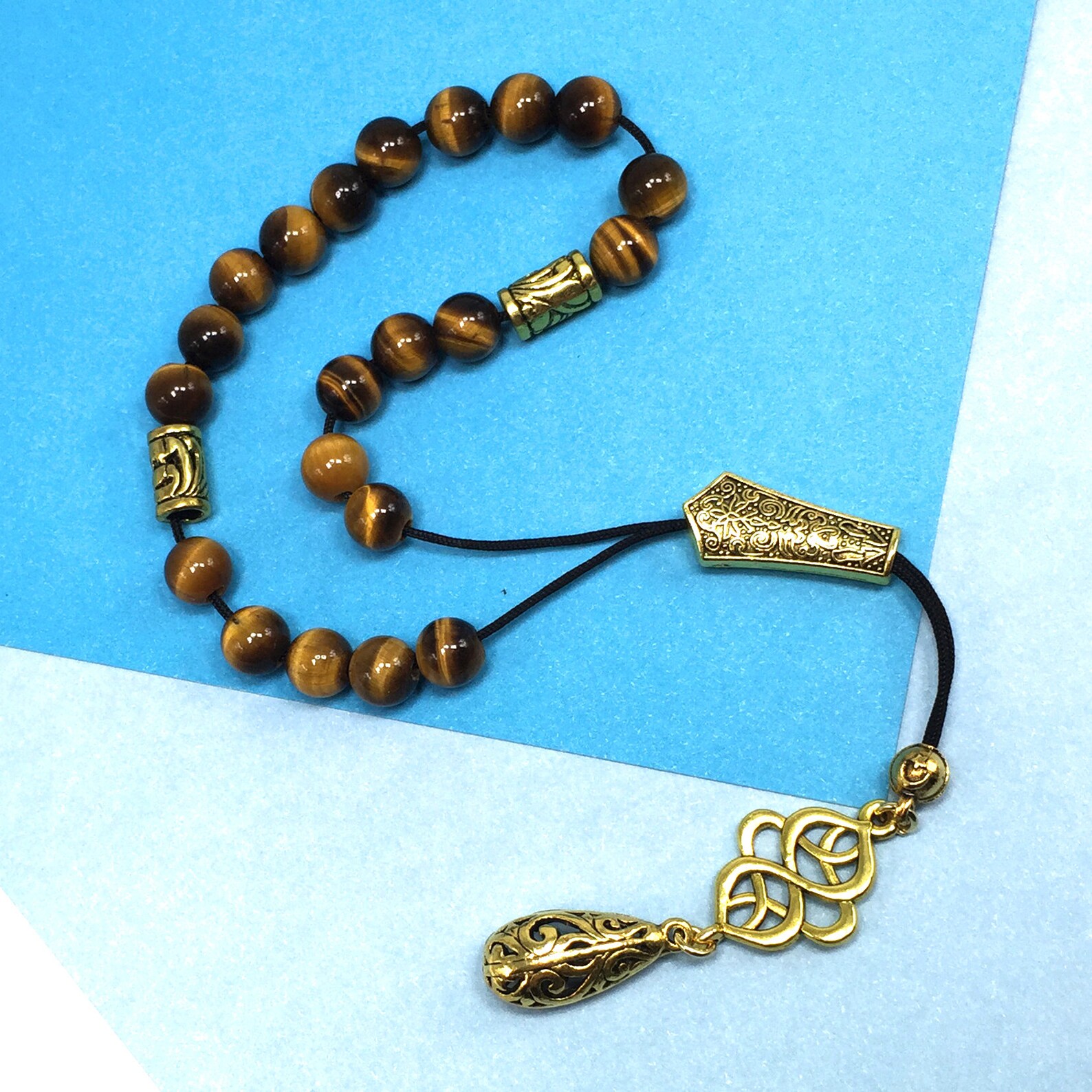 Tiger Eye Stone Greek KOMBOLOI, Rosary, Worry Beads, Anxiety Beads ...