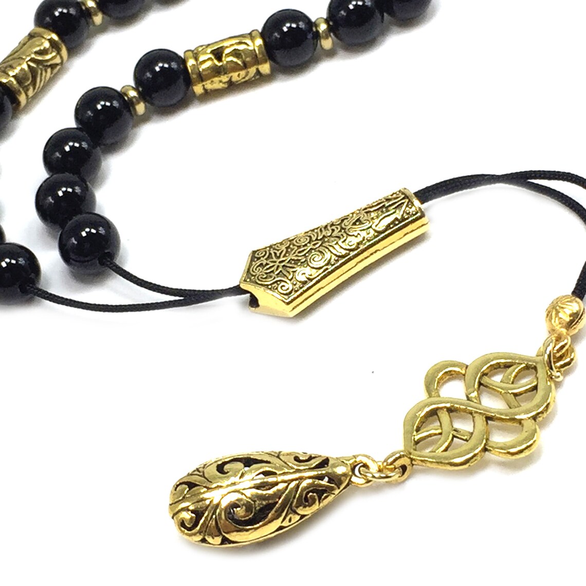 Black Onyx Stone Greek KOMBOLOI, Rosary, Worry Beads, Anxiety Beads ...