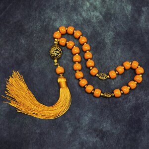 ALBATROSART - Orange Resin POCKET Mala Prayer Beads Mala Beads Tibetan ...