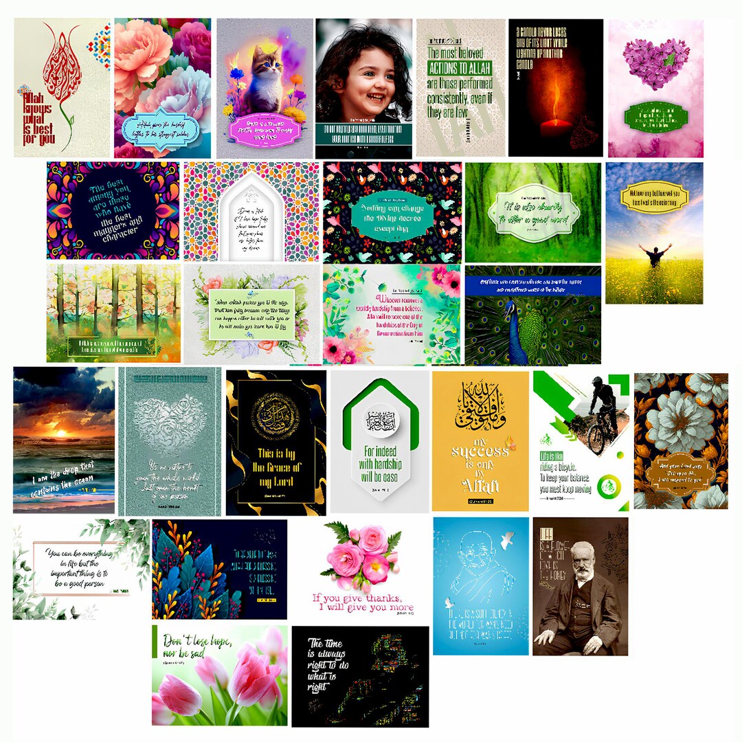 30 PCS Islamic Postcard Verse-hadith-islamic Quotes Postcards Muslim ...