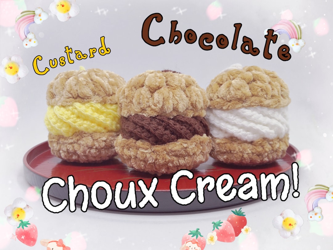 Crochet Mashle Choux Cream Puff Plush Keychain - Etsy