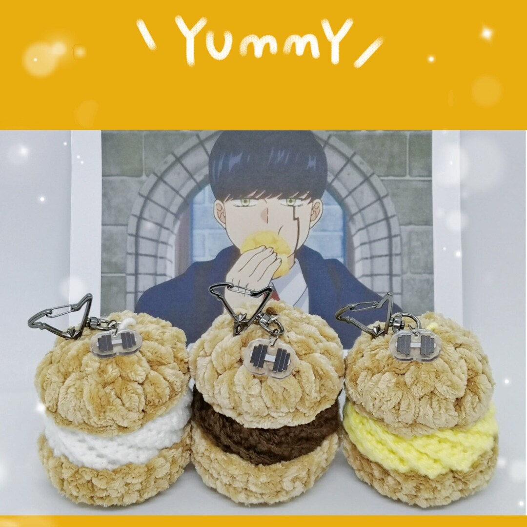 Crochet Mashle Choux Cream Puff Plush Keychain - Etsy UK