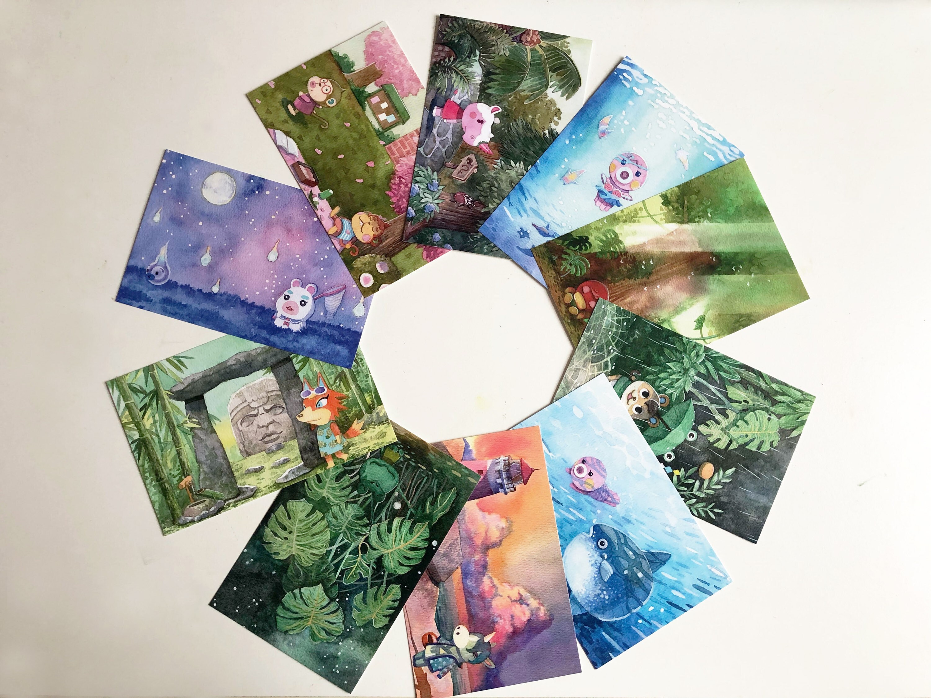 Home & Living Home Décor Animal Crossing Art Gift Postcard Card Animal ...