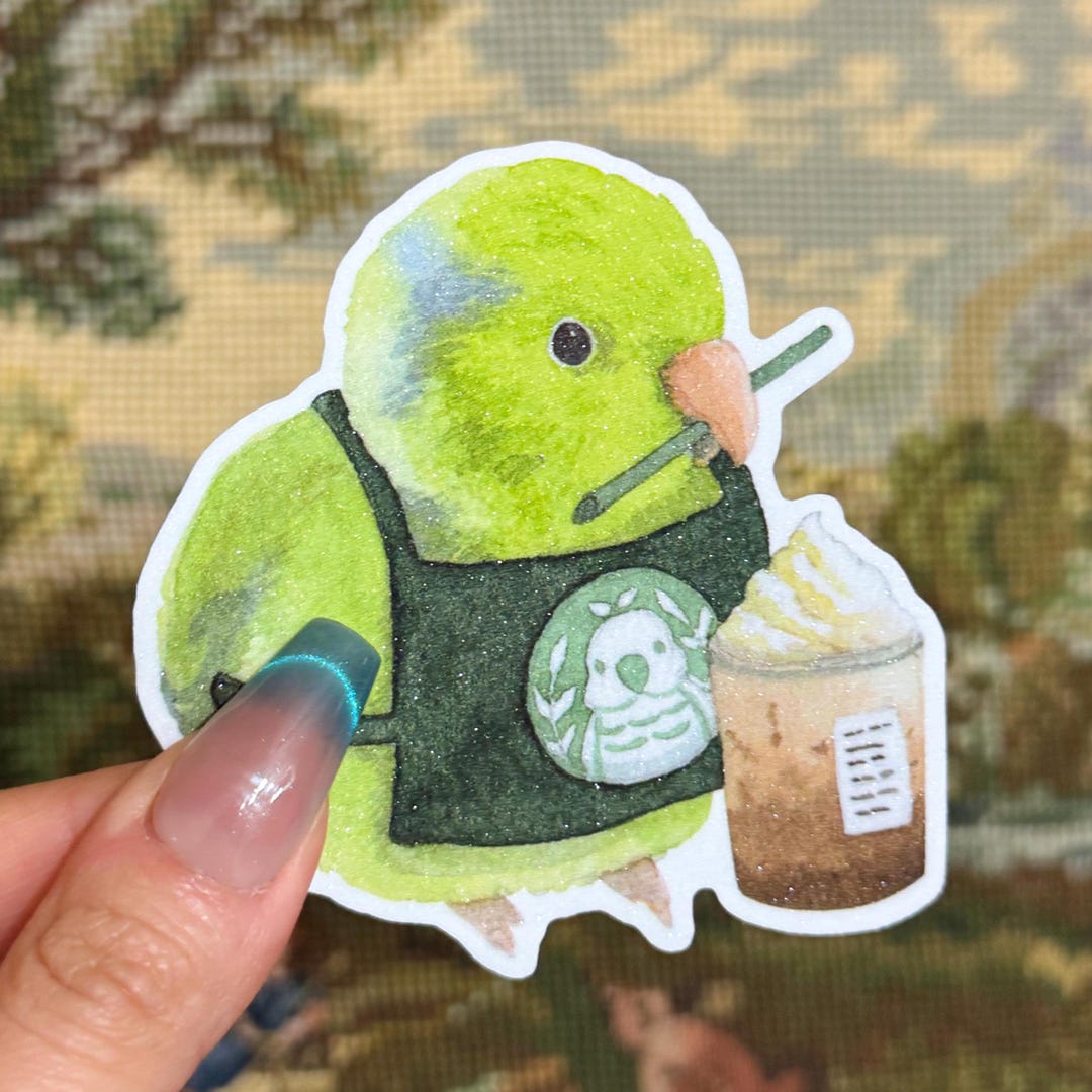 Bird Stickers - 8cm - Birb Stickers - Glitter Sticker - Parrot Sticker ...