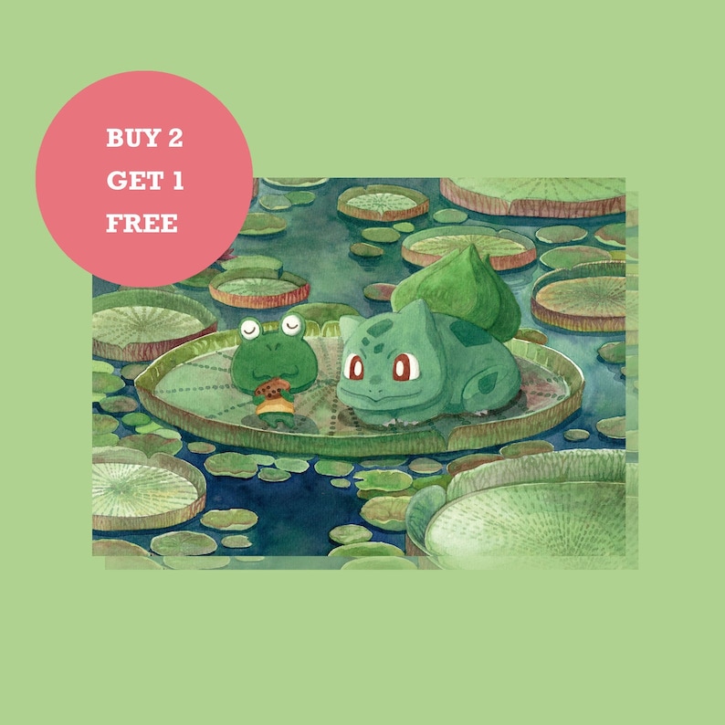 Pokemon Bulbasaur & Acnh Tad Animal Crossing Postcard Print - Etsy