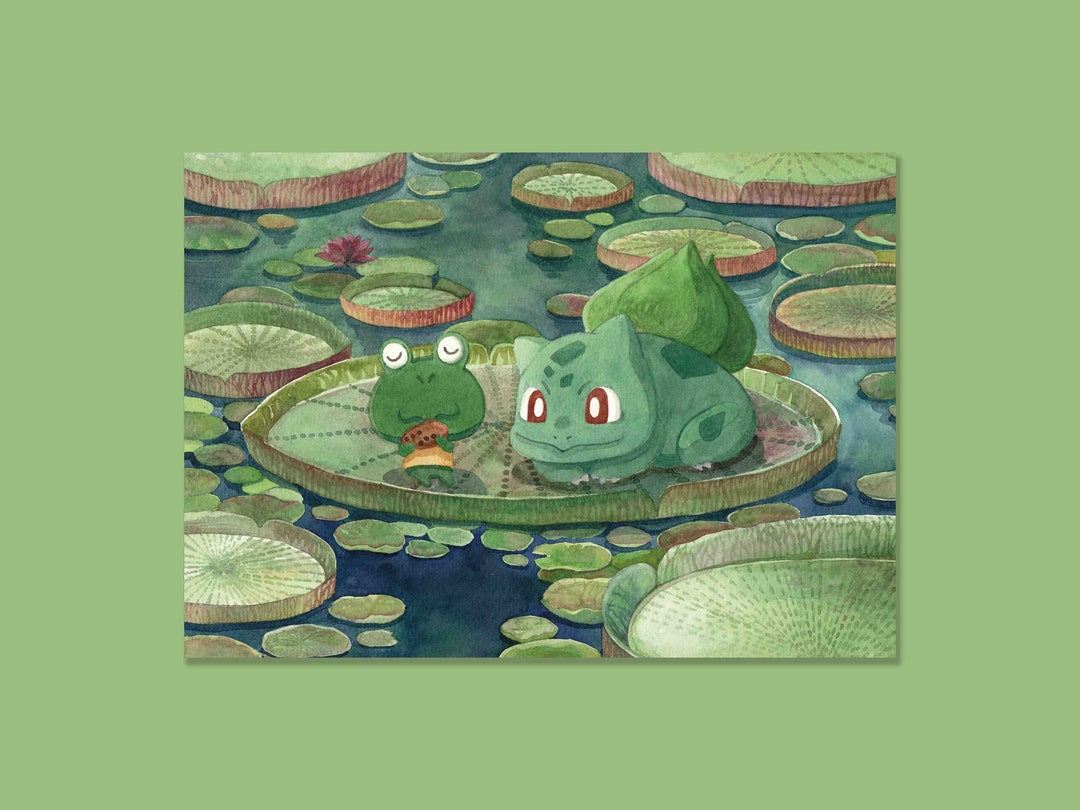 Pokemon Bulbasaur & Acnh Tad Animal Crossing Postcard Print ACNH Animal ...