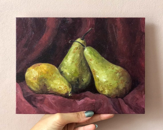 Pears Still Life Oil Painting / Oil Painting / Pear / Fruit | Etsy
