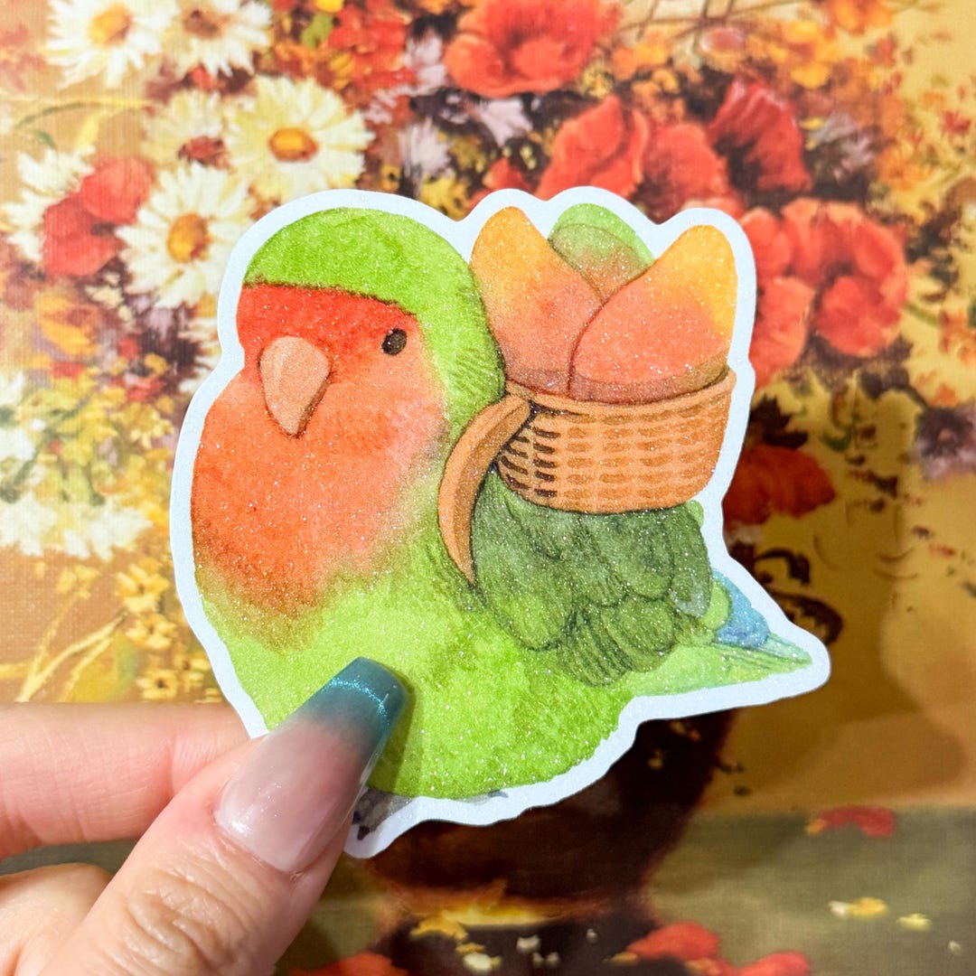 Bird Stickers - 8cm - Birb Stickers - Glitter Sticker - Parrot Sticker ...