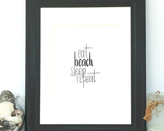 Eat Sleep Beach Repeat Wall Art - Etsy