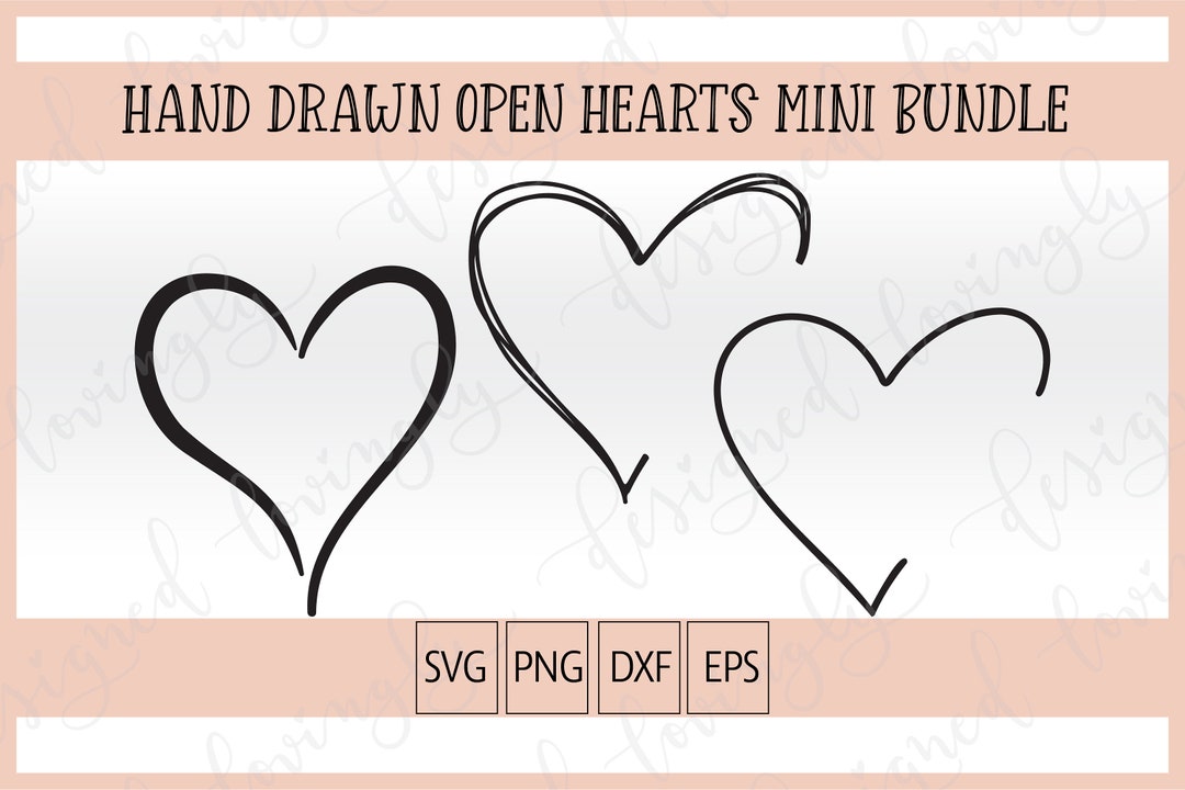 Hand Drawn Open Hearts Graphics Mini Bundle, Doodle Heart Clip Art SVG ...