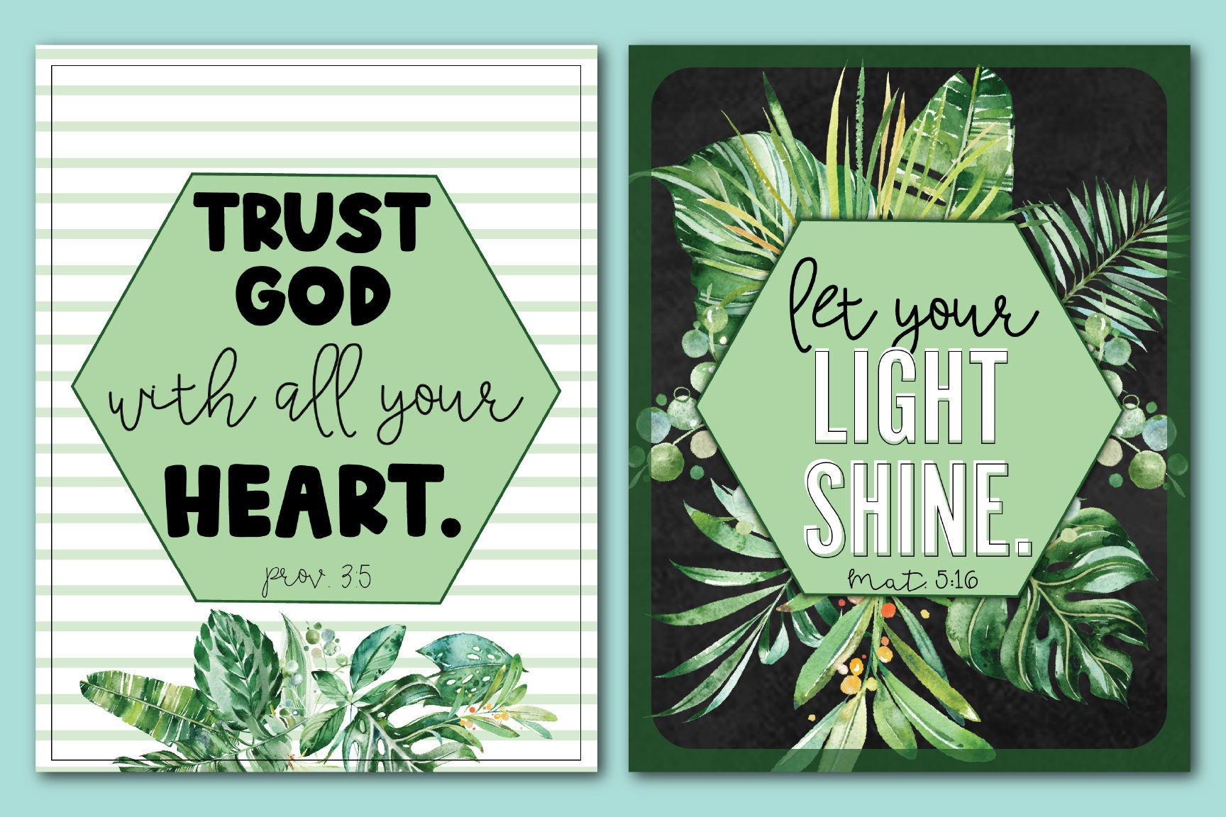 Christian Tropical Greenery Classroom Décor Growth Mindset Scripture ...