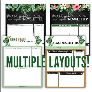 Fully Editable Tropical Classroom Newsletters, Tropical Greenery ...