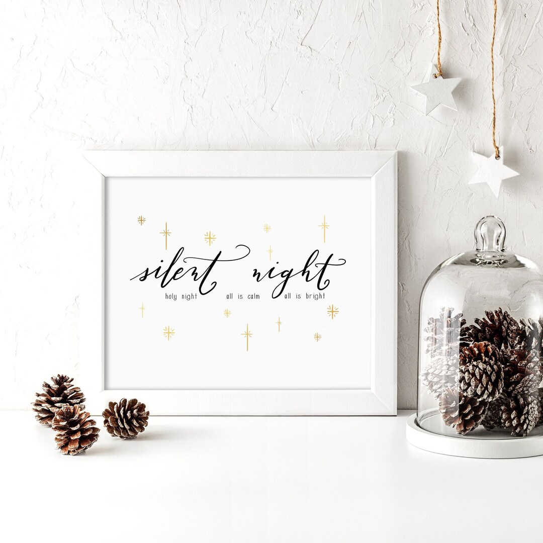 Silent Night Printable Christmas Print, Minimalist Christmas Wall Art ...