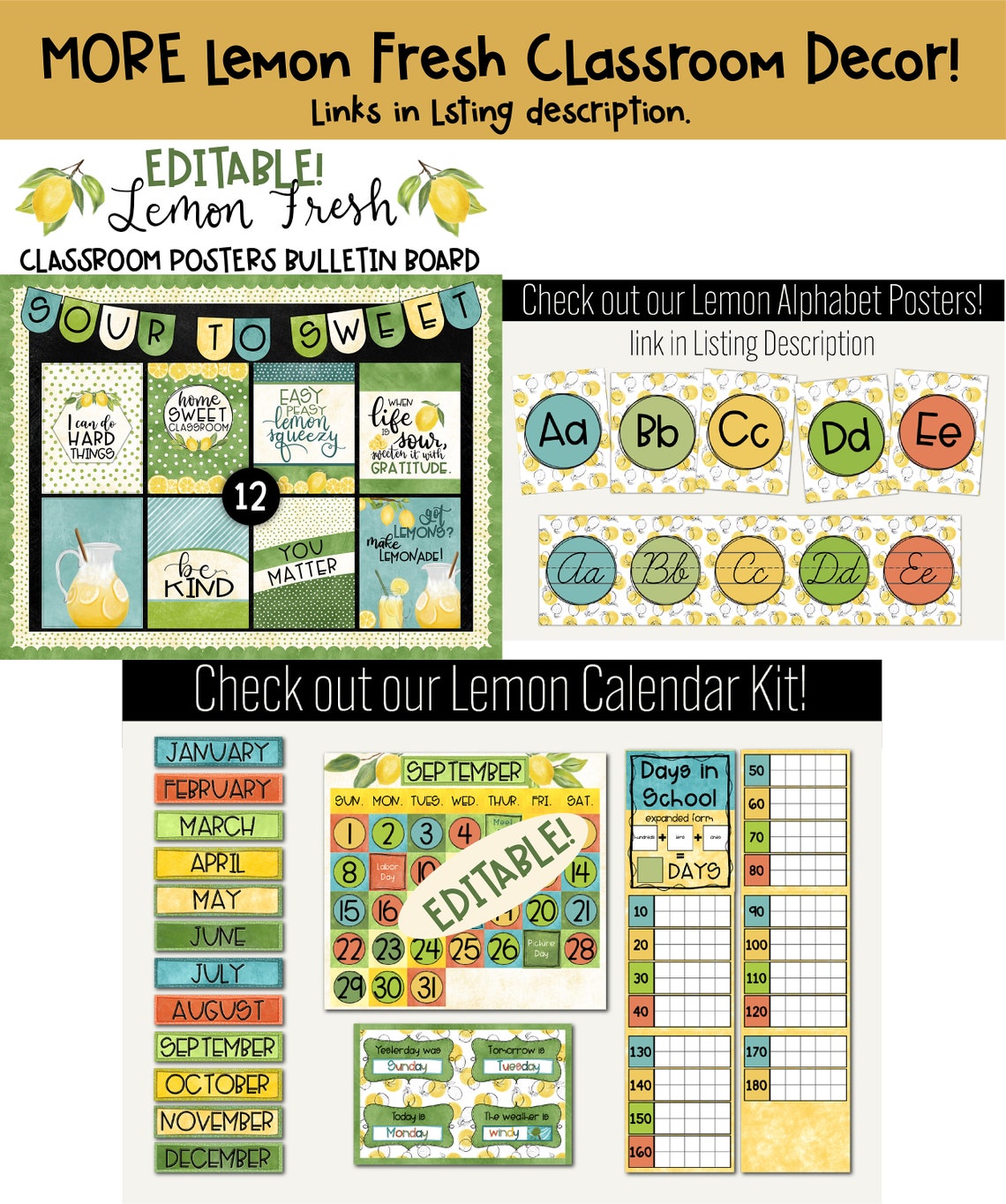 Colorful Lemon Themed Meet the Teacher Templett Template, Instant ...