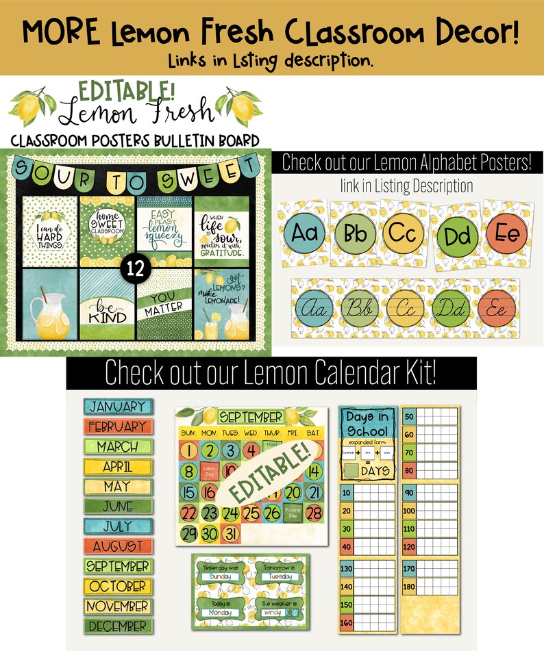Colorful Lemon Themed Meet the Teacher Templett Template, Instant ...