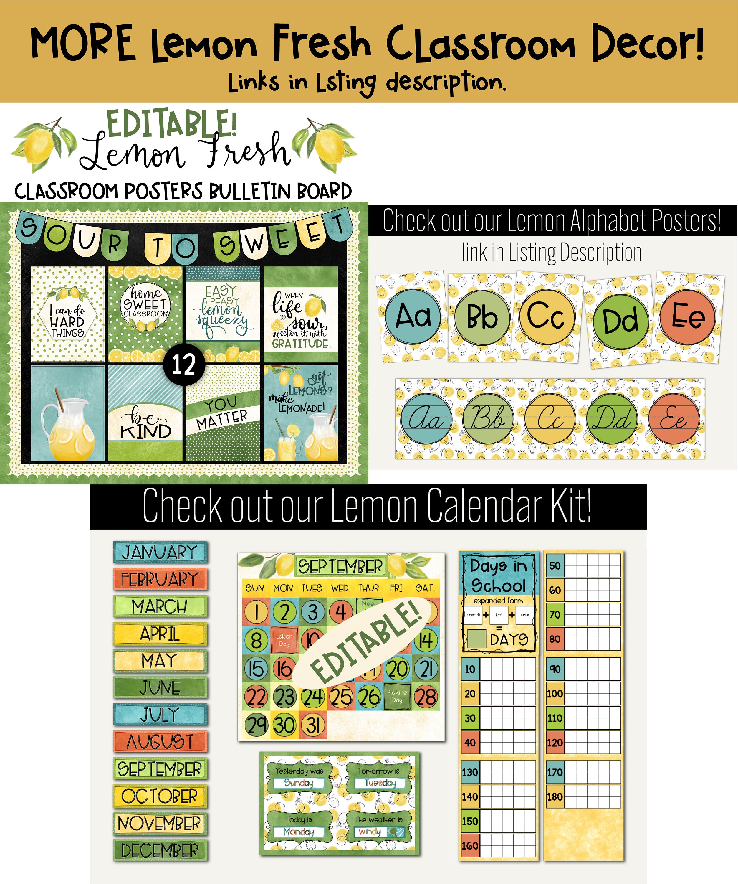Colorful Lemon Themed Meet the Teacher Templett Template, Instant ...