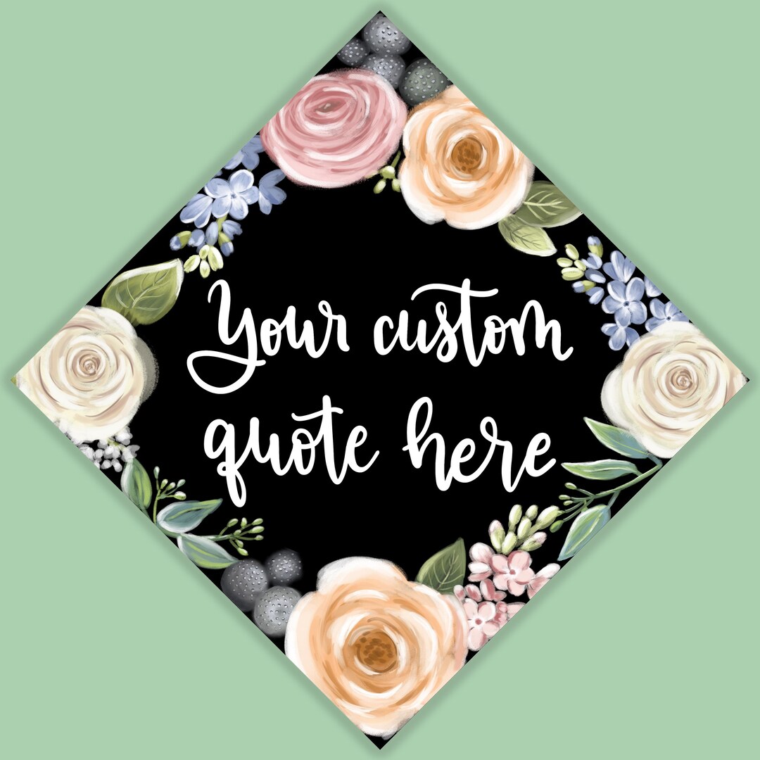 Birrete de graduación con cita personalizada, floral blanco y rosa ...