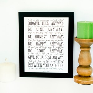 Inspirational Quote Art, Be Kind Anyway Instant Download Printable Art ...