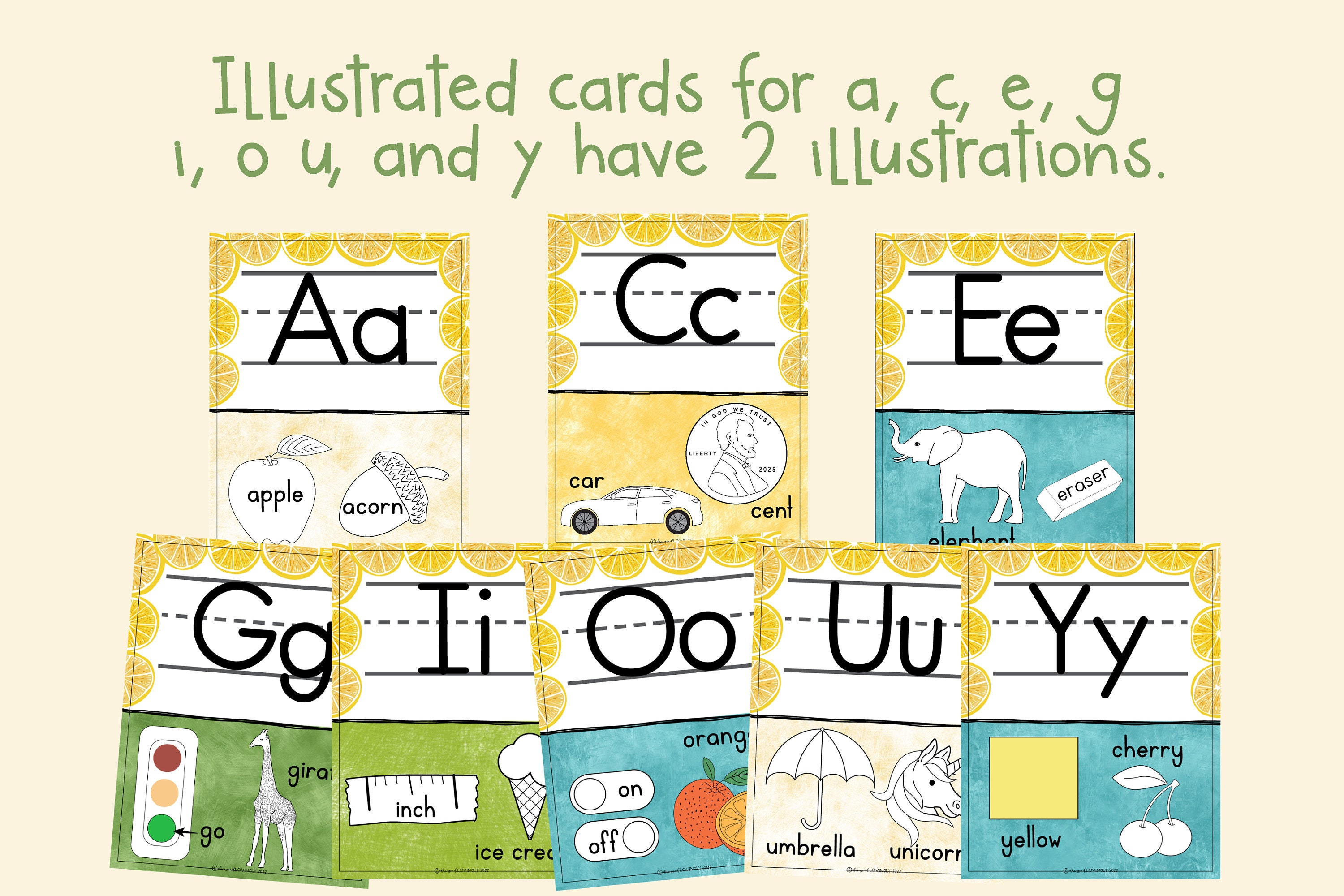 Colorful, Cheerful, Calming Lemon Theme Editable Classroom Alphabet ...
