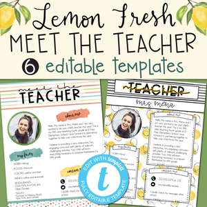 Colorful Lemon Themed Meet the Teacher Templett Template, Instant ...