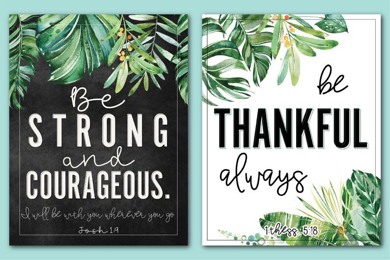 Christian Tropical Greenery Classroom Décor Growth Mindset Scripture ...