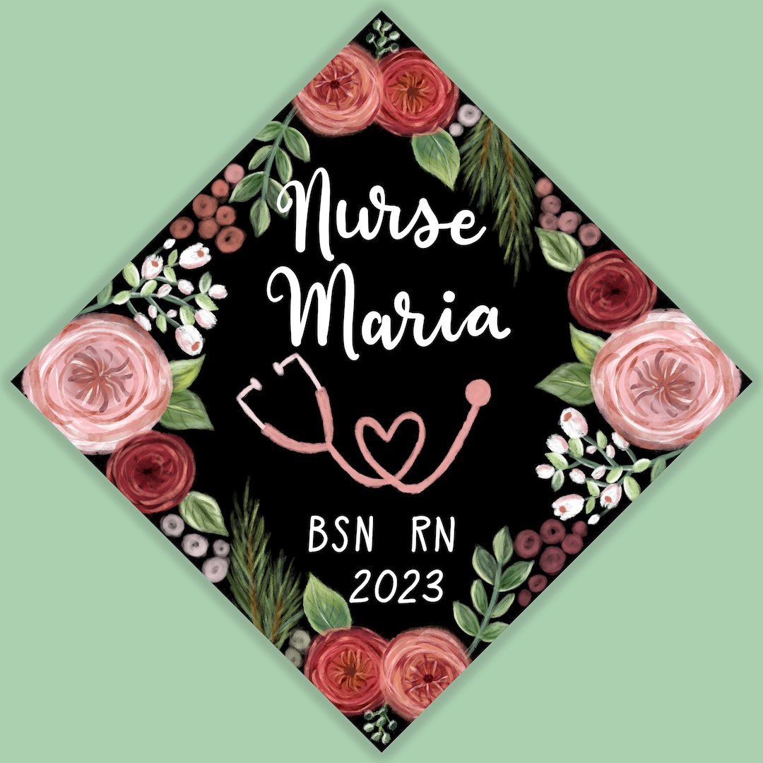 Custom Quote Nurse Medical Pink Floral Hand Lettered Graduation Cap ...