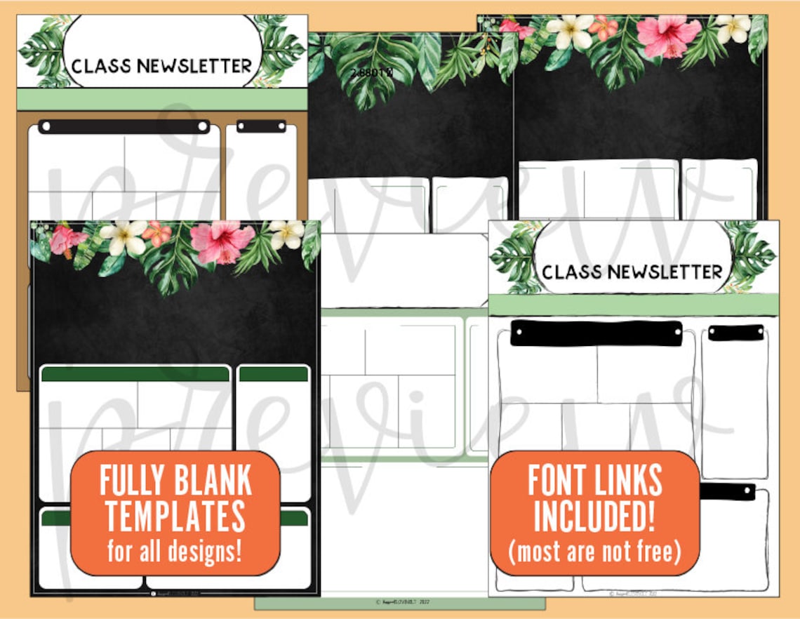 Fully Editable Tropical Classroom Newsletters, Tropical Greenery ...