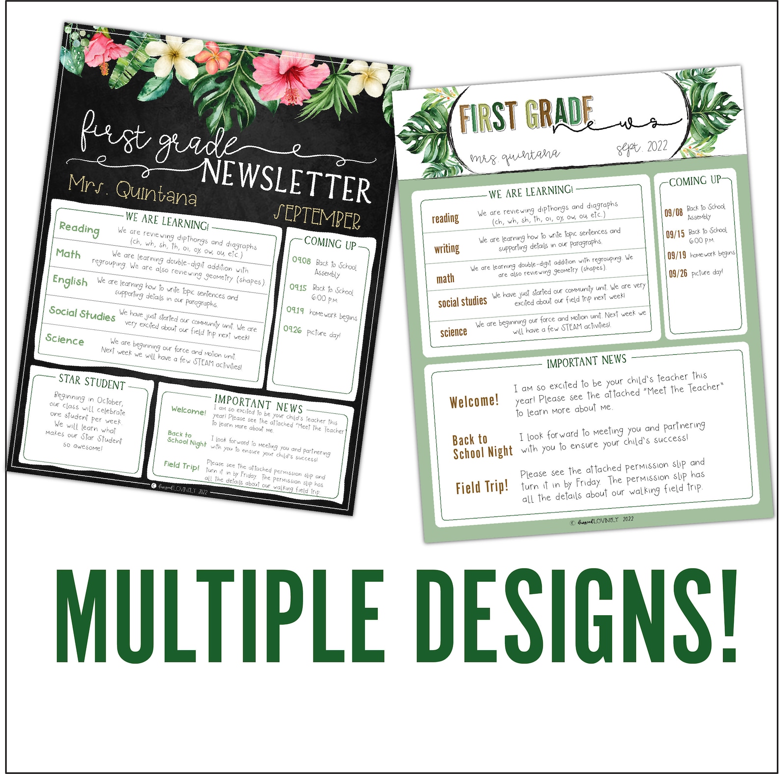 Fully Editable Tropical Classroom Newsletters, Tropical Greenery ...