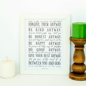 Inspirational Quote Art, Be Kind Anyway Instant Download Printable Art ...