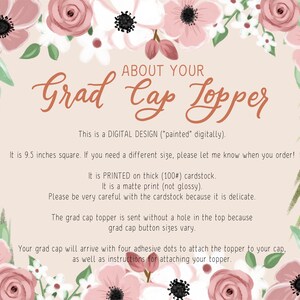 Custom Quote Boho Floral Graduation Cap Topper Digitally - Etsy