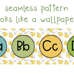 Lemon Theme Classroom Alphabet Posters, Cursive and Printing Letter ...