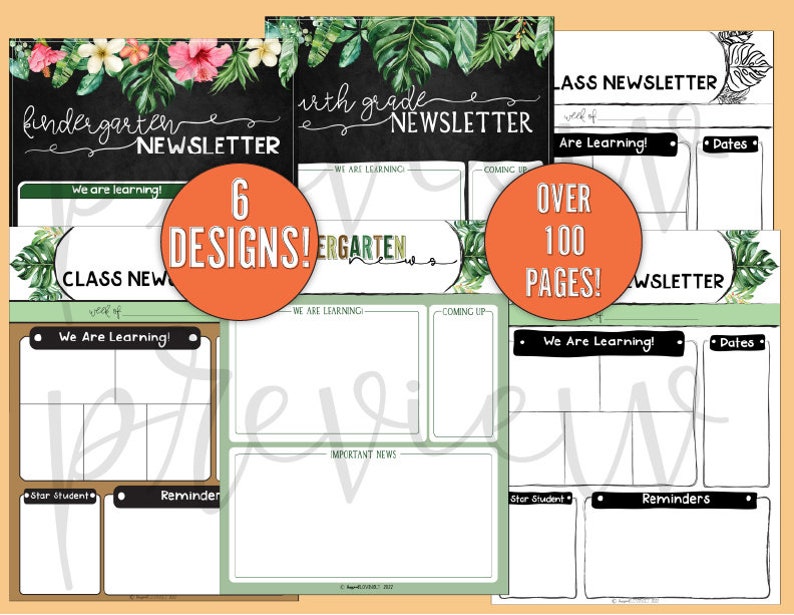 Fully Editable Tropical Classroom Newsletters, Tropical Greenery ...