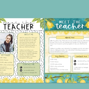 Colorful Lemon Themed Meet the Teacher Templett Template, Instant ...