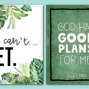 Christian Tropical Greenery Classroom Décor Growth Mindset Scripture ...