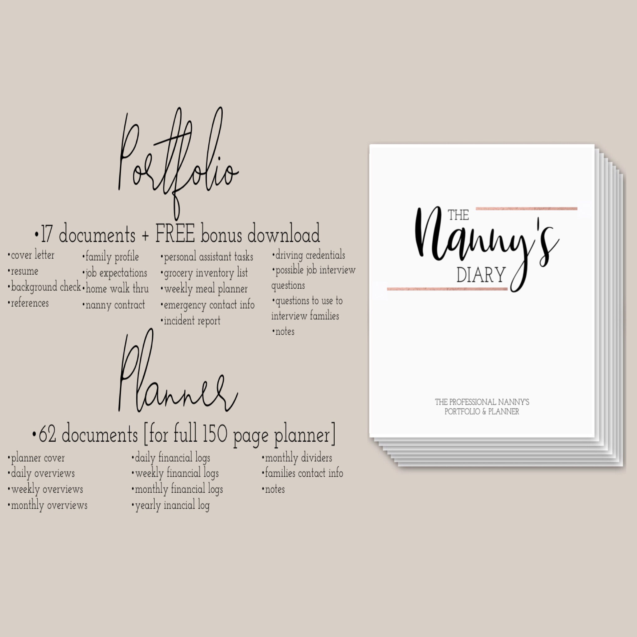 Nanny Planner & Portfolio, Nanny Planner, Nanny Portfolio - Etsy